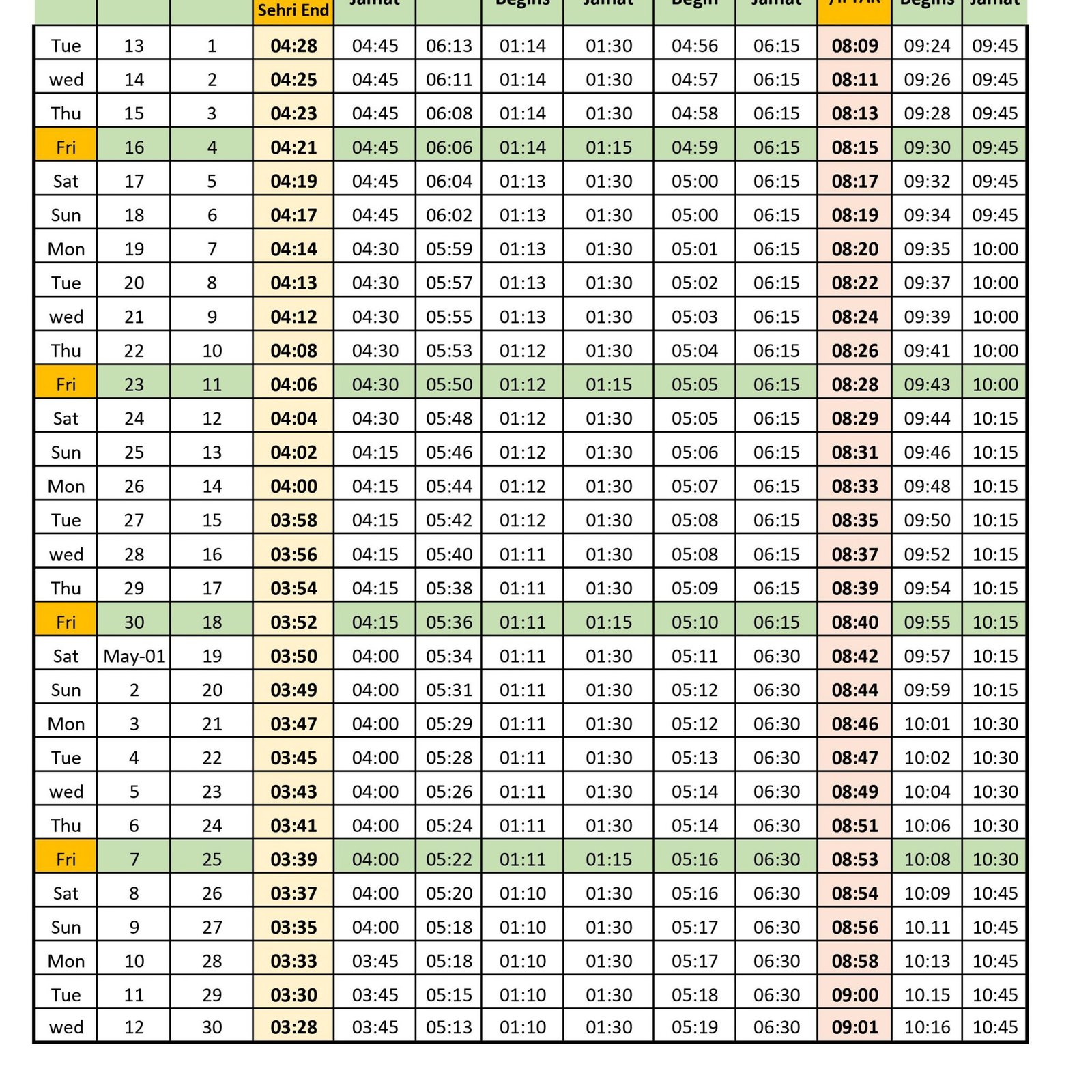 Prayer Times – Cadishead & Irlam Islamic Centre